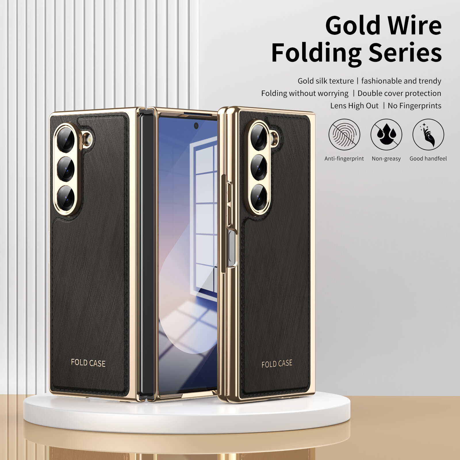 Чехол для Samsung Galaxy Z Fold 5 / Samsung Z Fold5 / Самсунг Галакси З Фолд 5, глянцевая поверхность, металл, пластик, защита камеры, ударопрочный, Samsung, Samsung Galaxy Z Fold 5