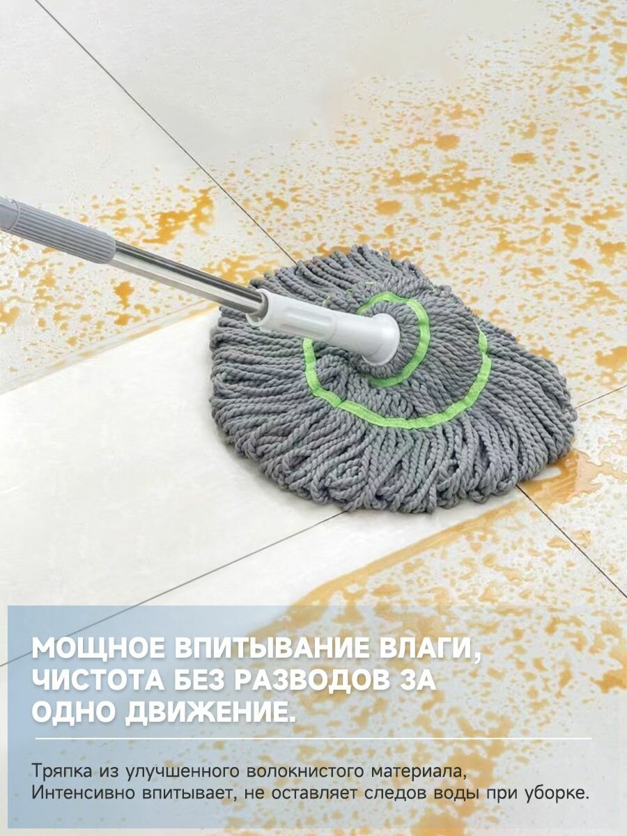 Серая швабра, вращающаяся швабра, всего 2 швабры，Товары для дома