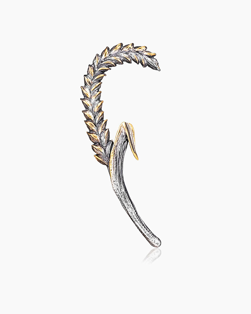 Брошь, серебро, 925 проба, золочение, чернение