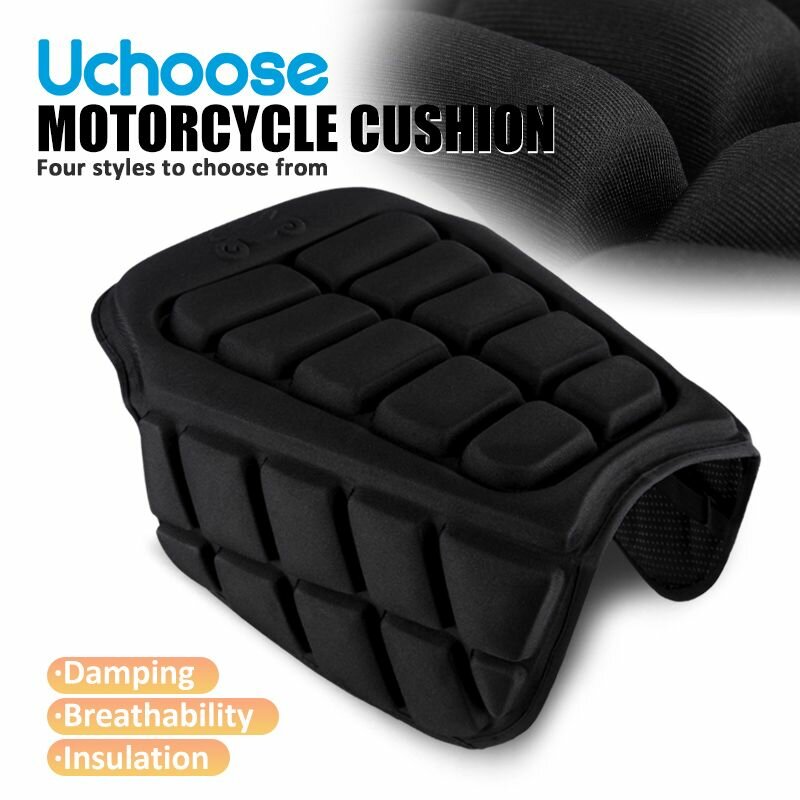 Гелевая подушка на сиденье, для мотоцикла, съемный чехол, полиэстер, черная