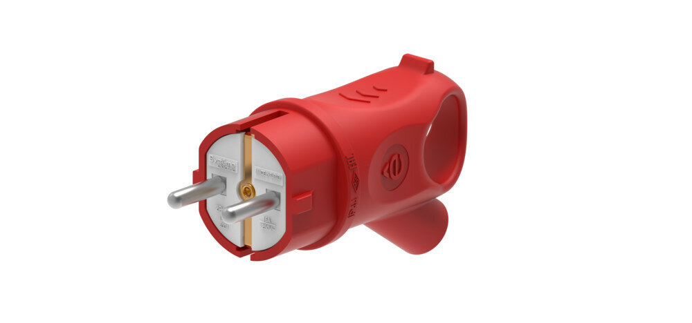 Systeme Electric MultiSet Красная Вилка 2К+З угловая каучуковая 16А/250В IP44, MST1402RD