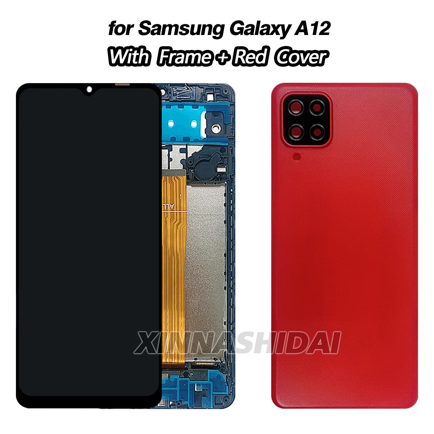 6,5 'для Samsung A12 ЖК-дисплей A125F SM-A125F, сенсорный экран с рамкой и Красный, Red Frame Cover