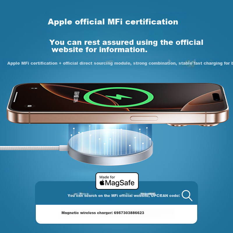 Беспроводная магнитная зарядка UGREEN MFM 15 Вт для iPhone 17/16/15/14/13 Pro Max с подставкой Цвет：15 Вт магнитная