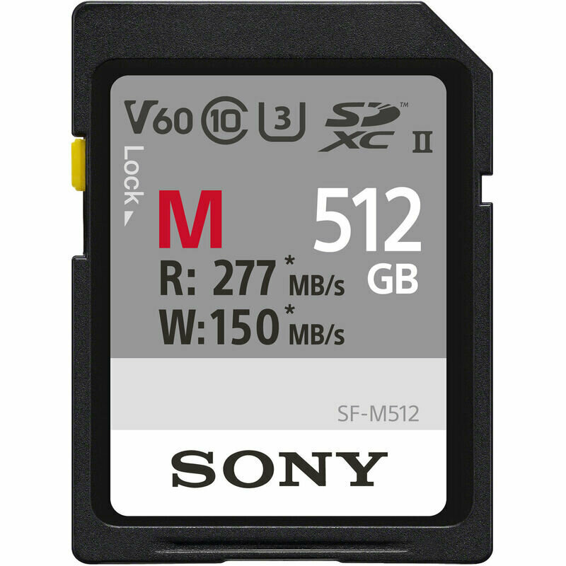 Карта памяти Sony SF-M512, 512 Гб, UHS-II, V60, Class 10, серая
