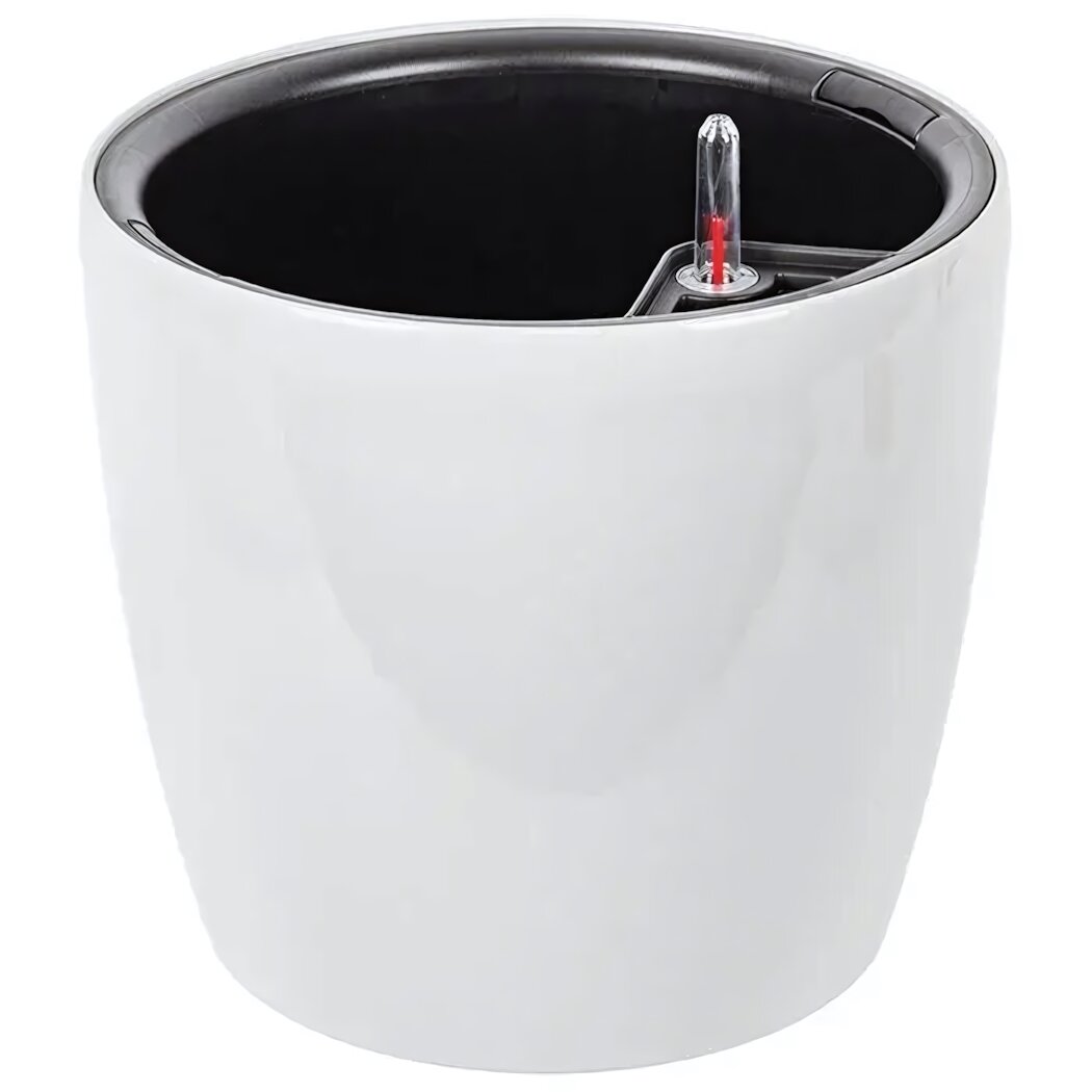 Кашпо "анфа" с автополивом, пластик, белое, диаметр 280 мм, вставка для контроля влаги