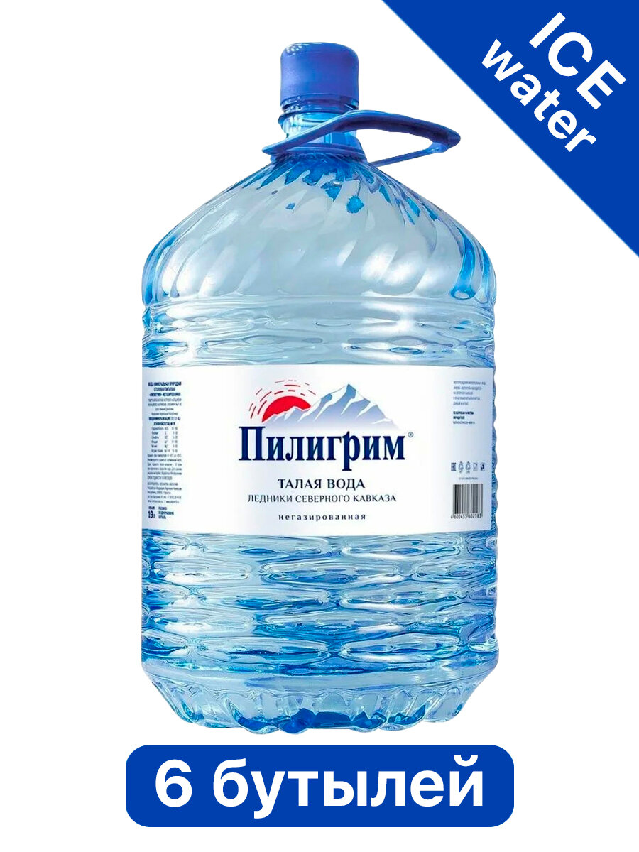 Минеральная питьевая столовая вода "Пилигрим" 19.0 литров (одноразовые бутыли) 6 шт