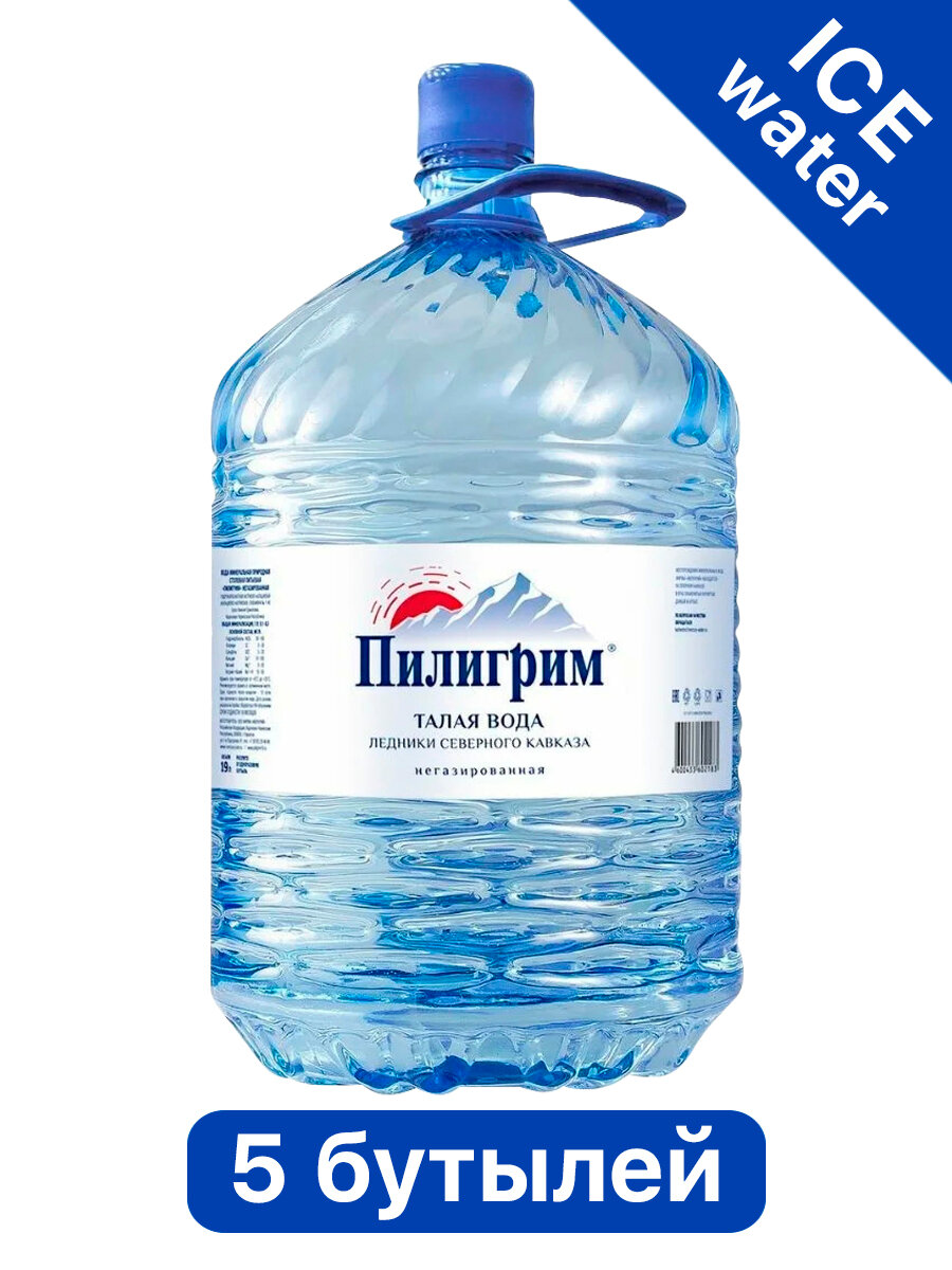 Минеральная питьевая столовая вода "Пилигрим" 19.0 литров (одноразовые бутыли) 5шт