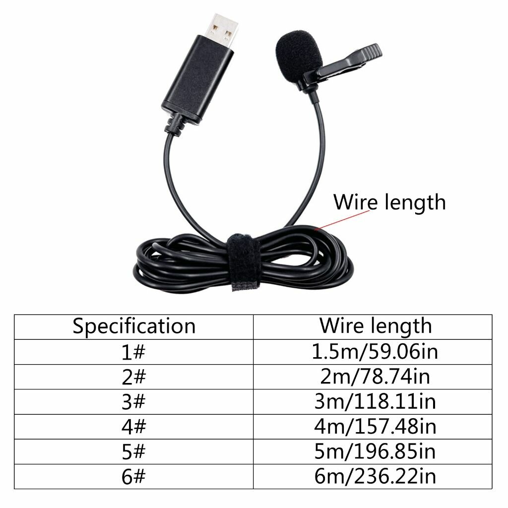 USB пластиковый зажимной микрофон - 1.5 м