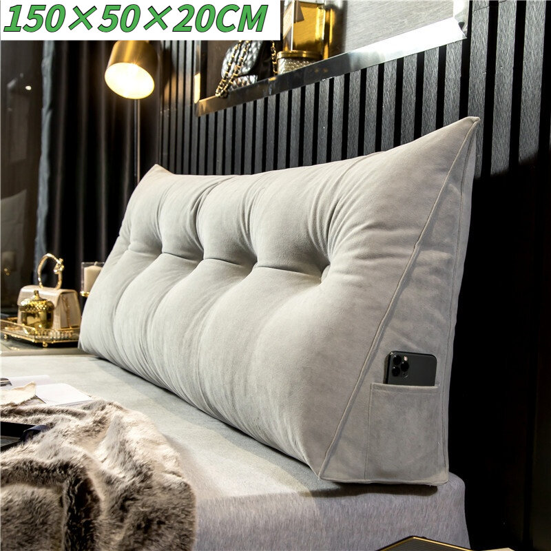 Треугольная подушка в современном стиле, для кровати, съемный чехол, 150x50x20 см，светло-серый
