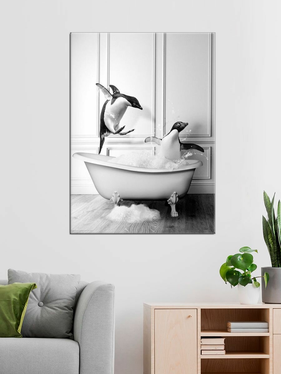 Картина на стену "Животные в ванной", 50х70 см