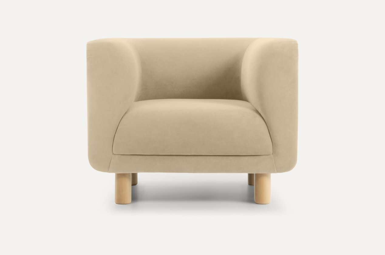 Кресло в гостиную мягкое Divan.ru Венето Velvet Beige, бежевый, велюр, с подлокотниками