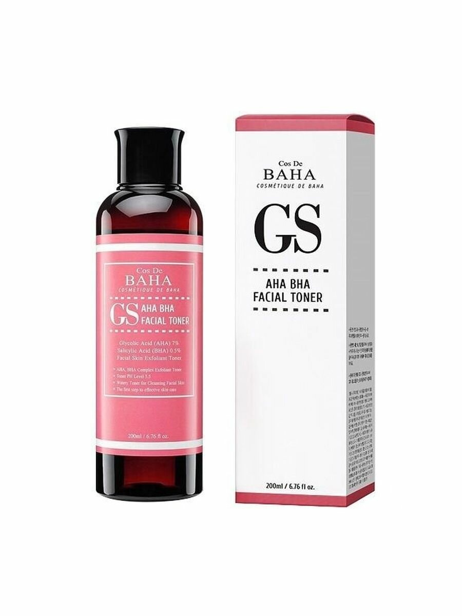 Cos De BAHA Тонер для лица с гликолевой и салициловой кислотами AHA BHA Facial Toner (GS) 200мл