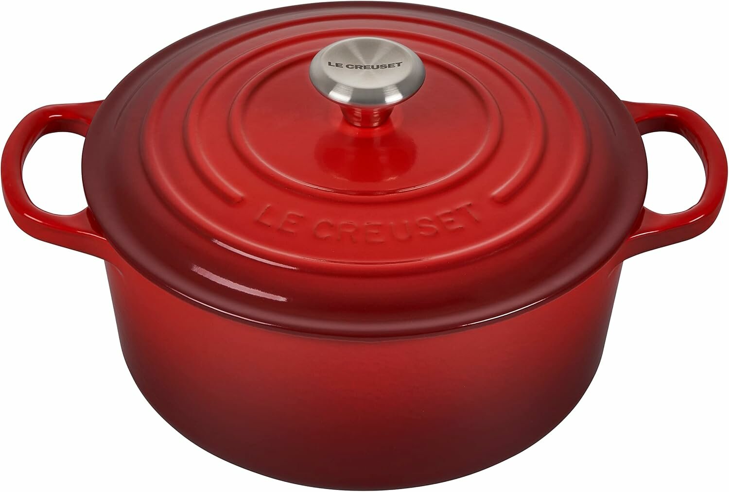 Жаровня Le Creuset с крышкой, диаметр 22 см чугунная, 3,3 л, цвет вишневый LS2501-2267SS