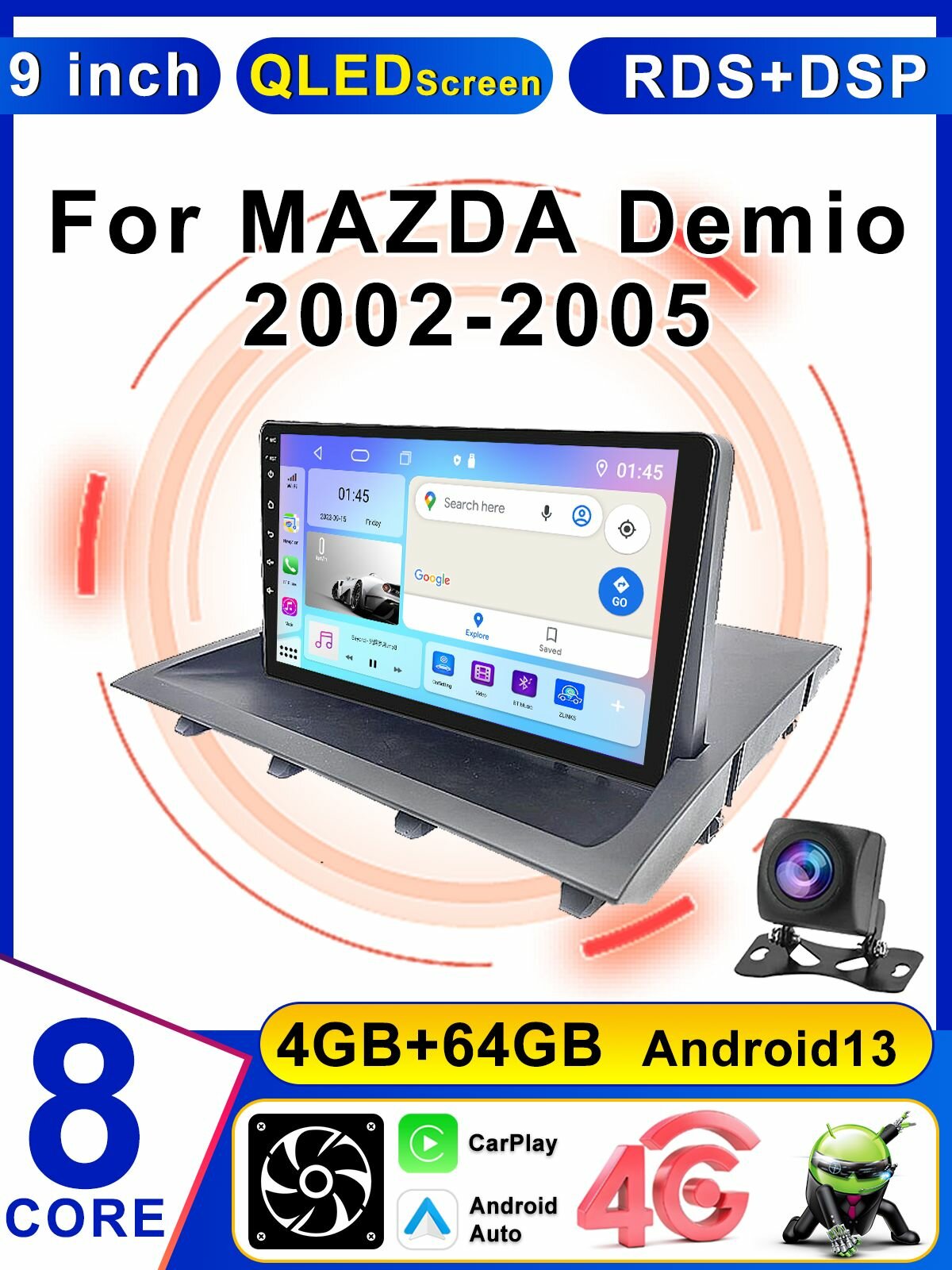 Aвтомагнитола устанавливаетсЯ, Магнитола для MAZDA Demio 2002-2005