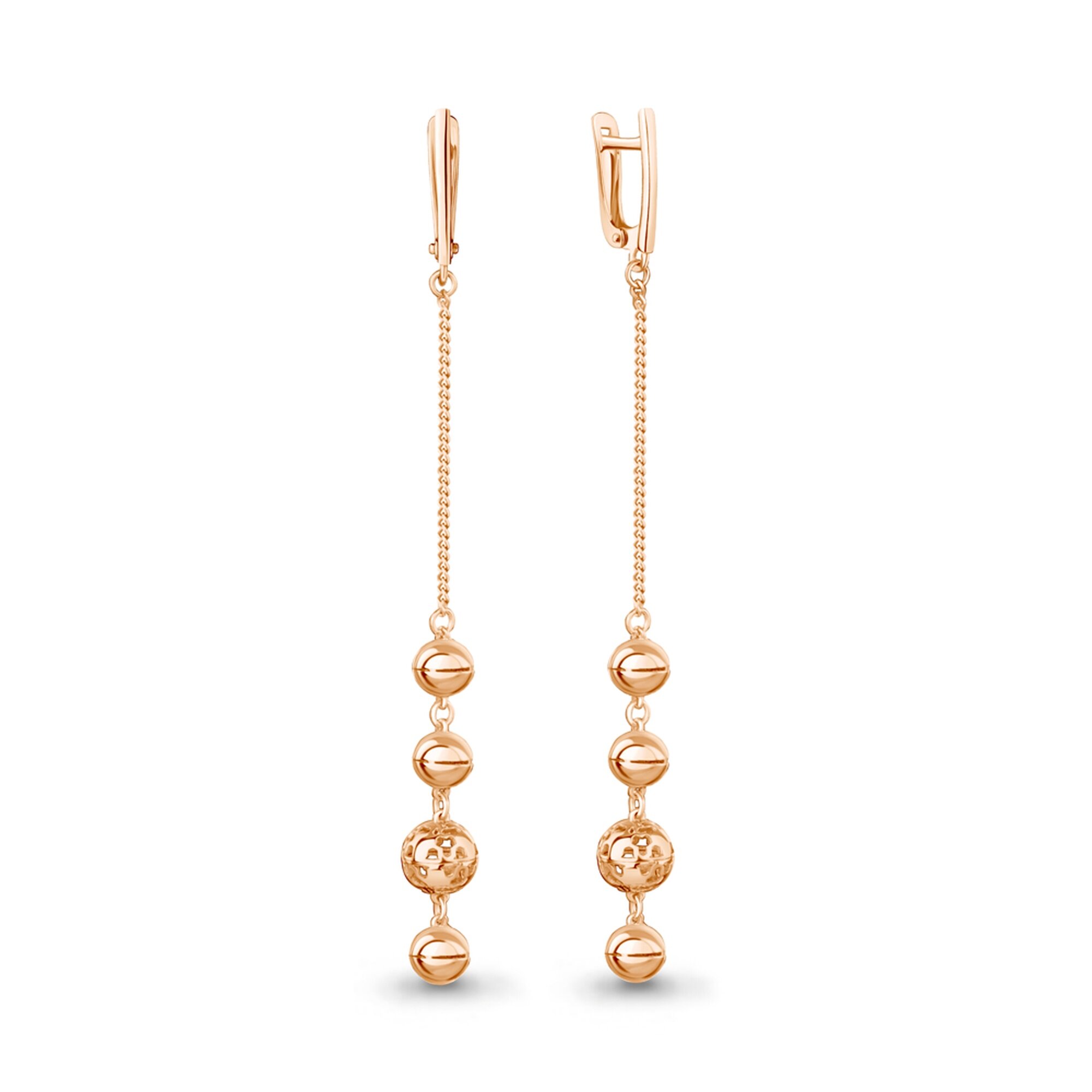 Серьги с подвесками, серебро, 925 проба, золочение