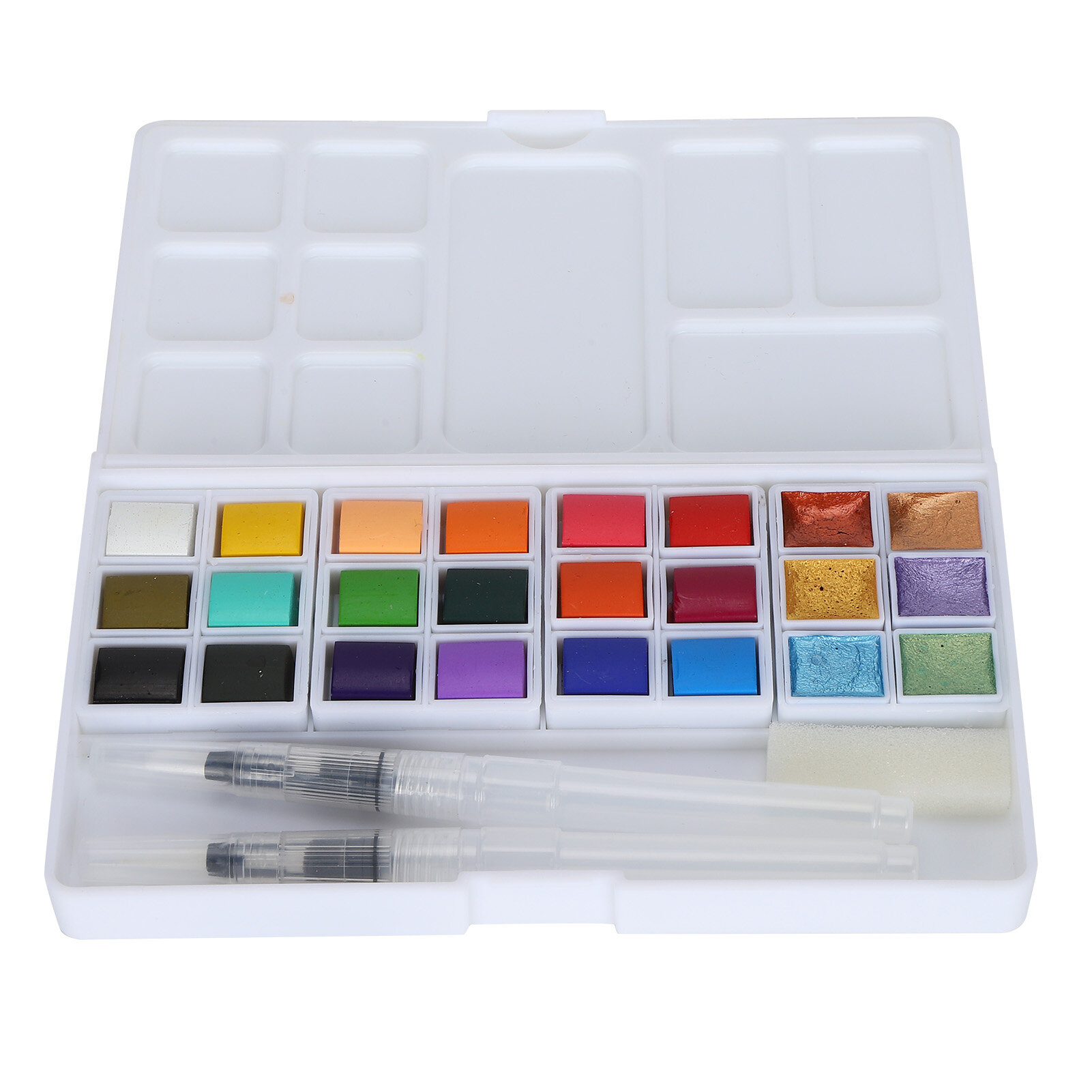 Набор акварельных красок для дома и улицы, яркий цвет, перламутровый акварельный пигмент с коробкой (18 цветов, обычная краска, 6 цветов, перламутровая краска)