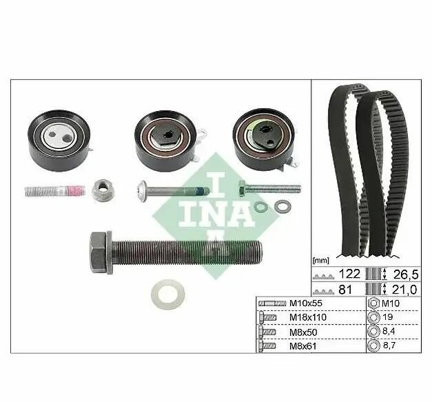 Комплект ремня ГРМ INA Volvo 850 1991-1997, S70 1997-2000, S80 I 1998-2006, V70 II 2000-2007, VW LT 28-46 II 1996-2006, Transporter IV 1990-2003 (530048410)