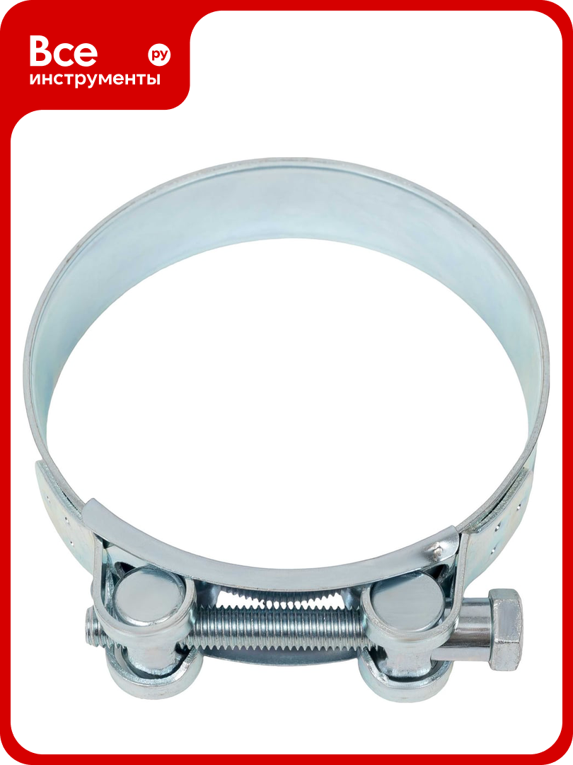 Хомут силовой шарнирный D86-91мм, оцинкованная сталь Gigant 123969, резиновая