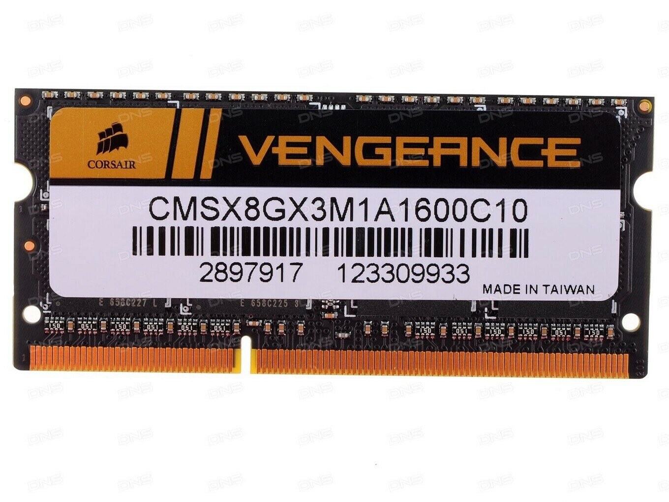 Оперативная память Corsair Vengeance (CMSX8GX3M1A1600C10) SODIMM DDR3 8ГБ - DDR3, 8ГБх1, 1600 МГц, PC12800, тайминги: 10-10-10-27