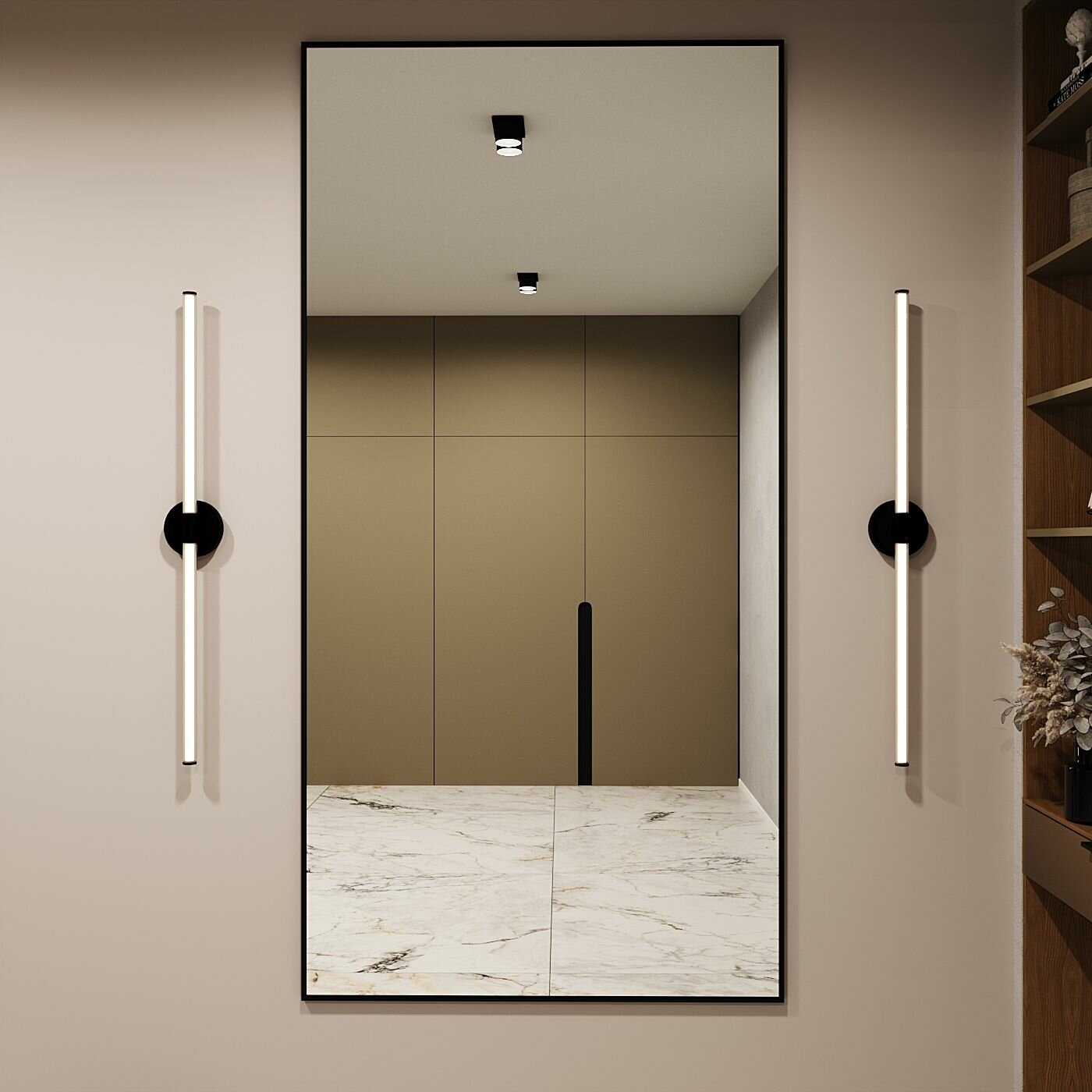 Зеркало настенное 200х100 см. BLX MIRROR интерьерное в алюминиевой раме, Черное