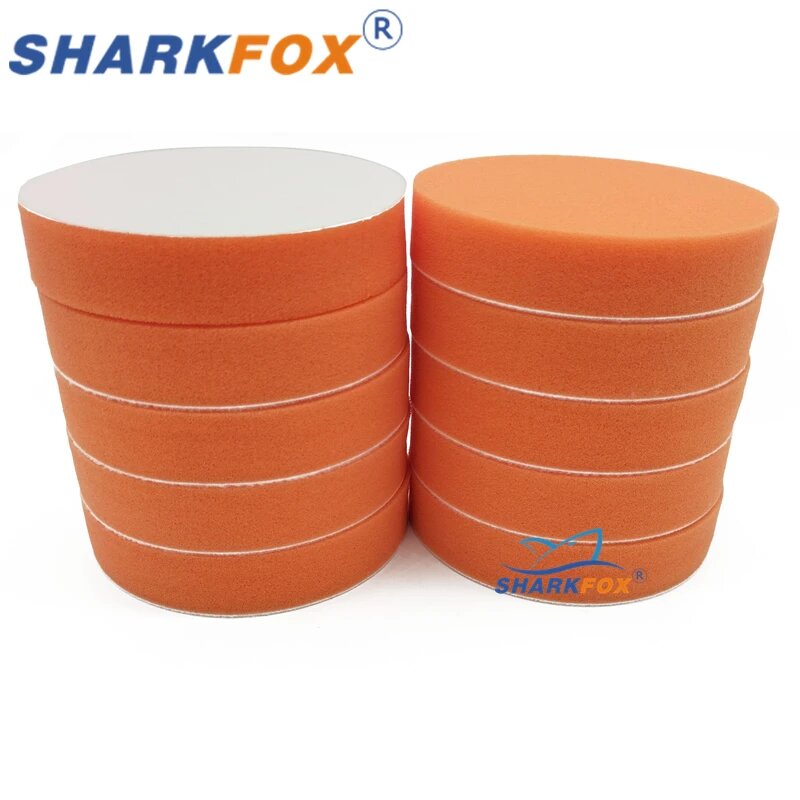 Sharkfox 5 "(125 мм) 6 "(150 мм) автомобильные полировальные подушечки, губка для полировки, полировка, вощение, набор инструментов, инструмент для полировки автомобиля, буфер, набор для ухода за автомобилем, Orange smooth 10pcs, 6Inch Backer