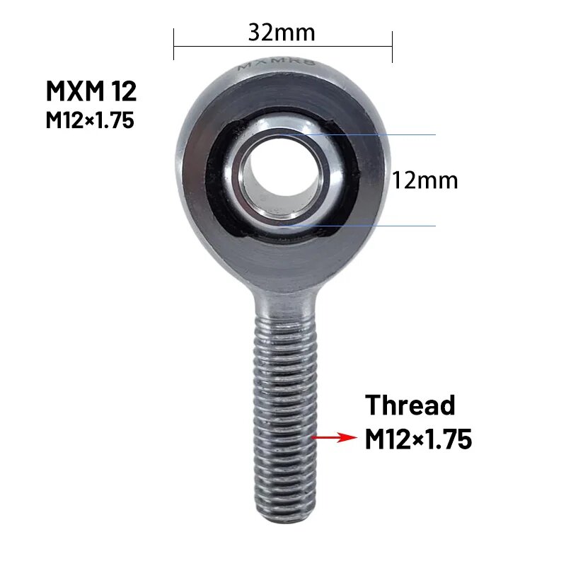 Подшипник штока MXMR12 MXML12 M12x1.75 M12x1.5 M12x1.25 Метрический слот погрузчика с правой и левой резьбой для шарнира гоночного автомобиля Heim, MXM12 M12X1.75, Left Thread