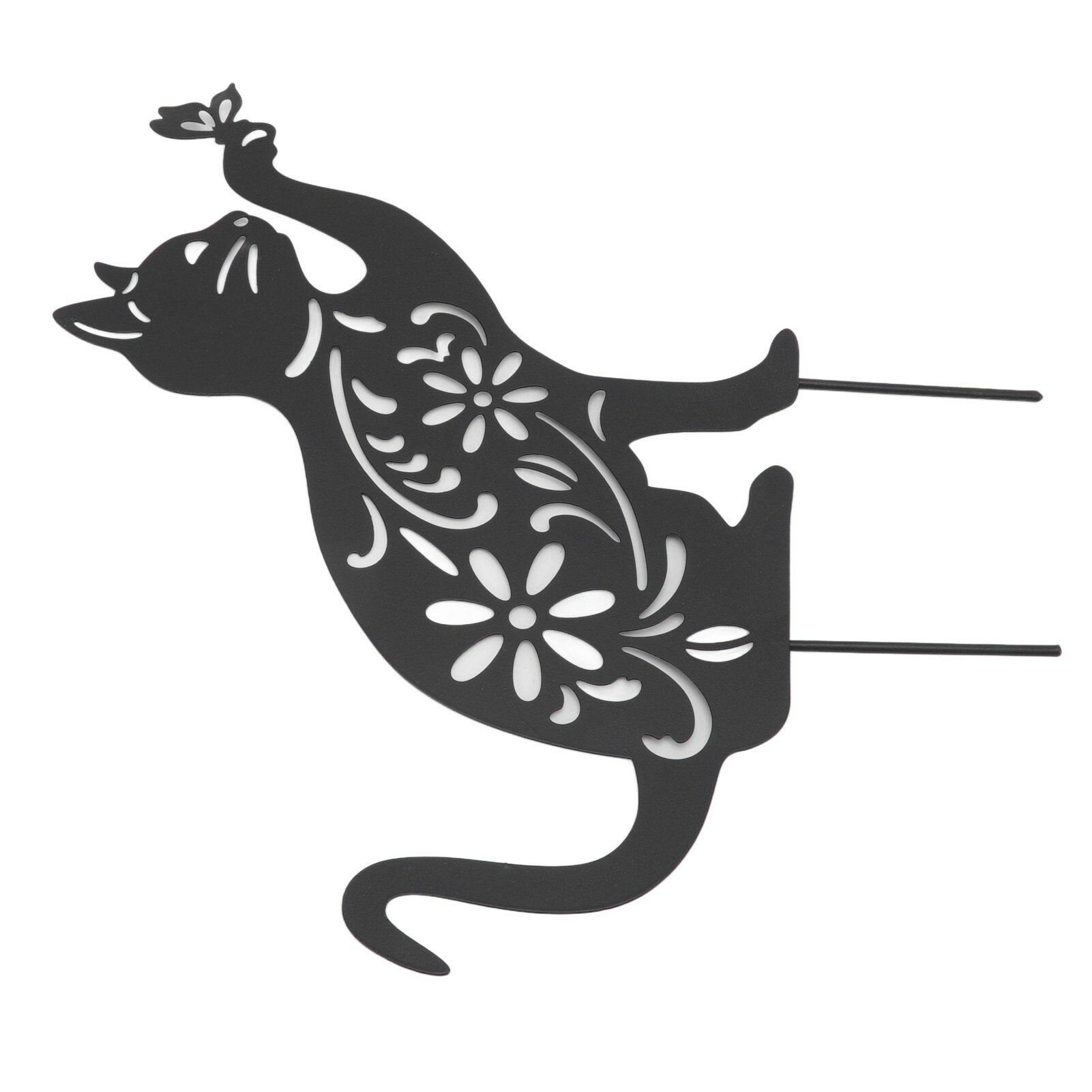 Красивая фигурка черной кошки с прорезями, прочный металлический декор для дома и сада