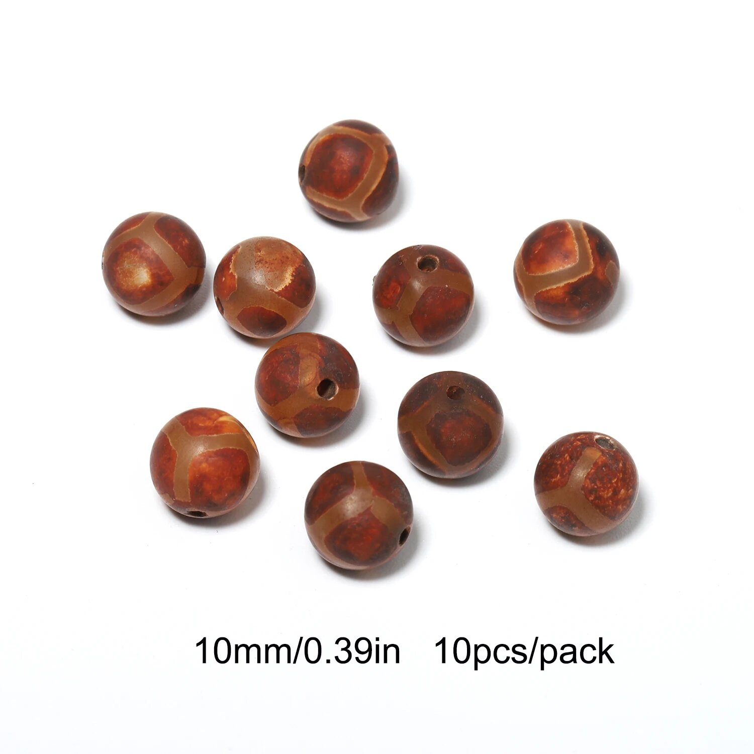 Бусины Дзи Агат 8/10 мм xilitata Коричневый, T 8-10mm-10pcs