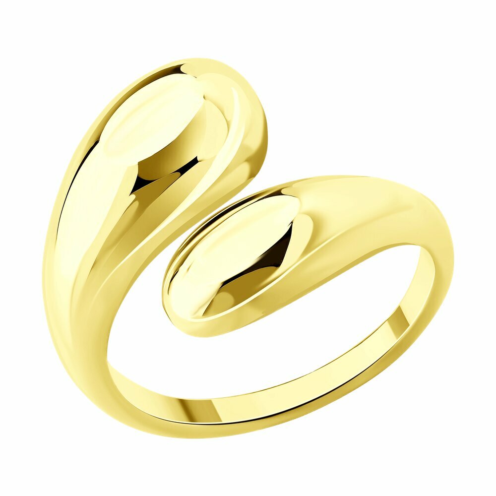 Кольцо, серебро, 925 проба, золочение