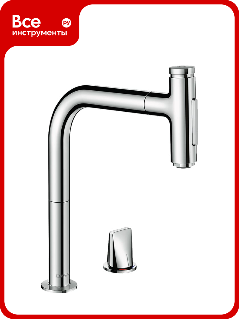 Кухонный смеситель Hansgrohe Metris Select M71 M7120-H200 однорычажный, на 2 отверстия, с вытяжным изливом 73819000