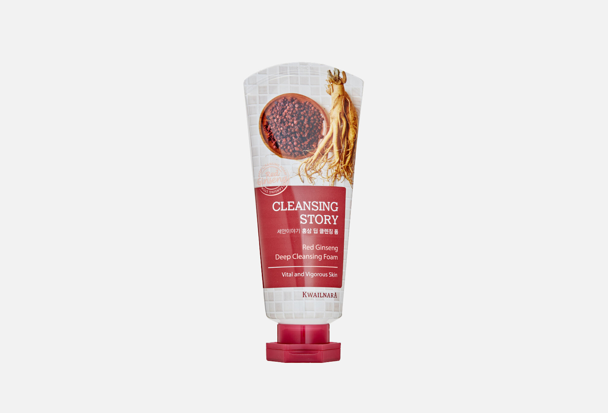 Очищающая пенка для умывания лица WELCOS CLEANSING STORY Red Ginseng Deep Cleansing Foam 120 г