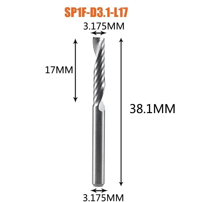 MTST спиральная концевая фреза 3,175 мм для гравировки SP1F-D3.1-L17