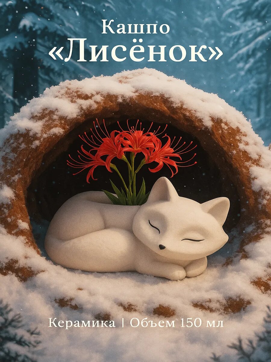 Декоративный горшок для цветов «Лисёнок», 100 мл, 11.2×7.5×5.7 см, керамический, белый