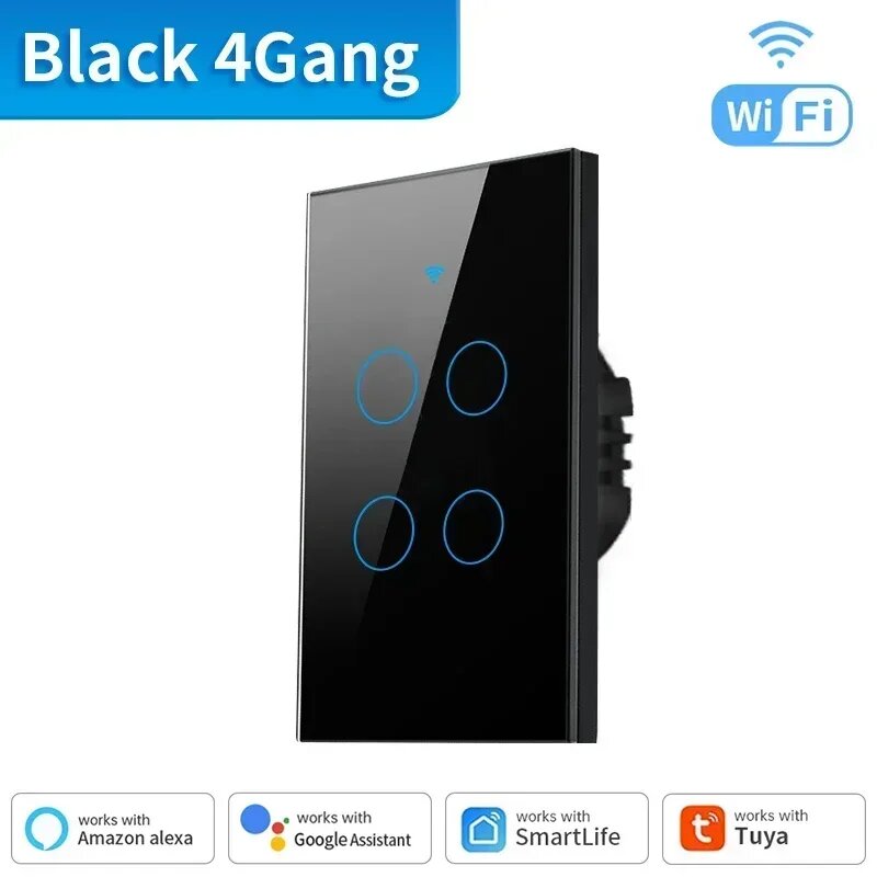 TNCE Tuya US WiFi умный выключатель 1/2/3/4 клавиши Blakc 4Gang