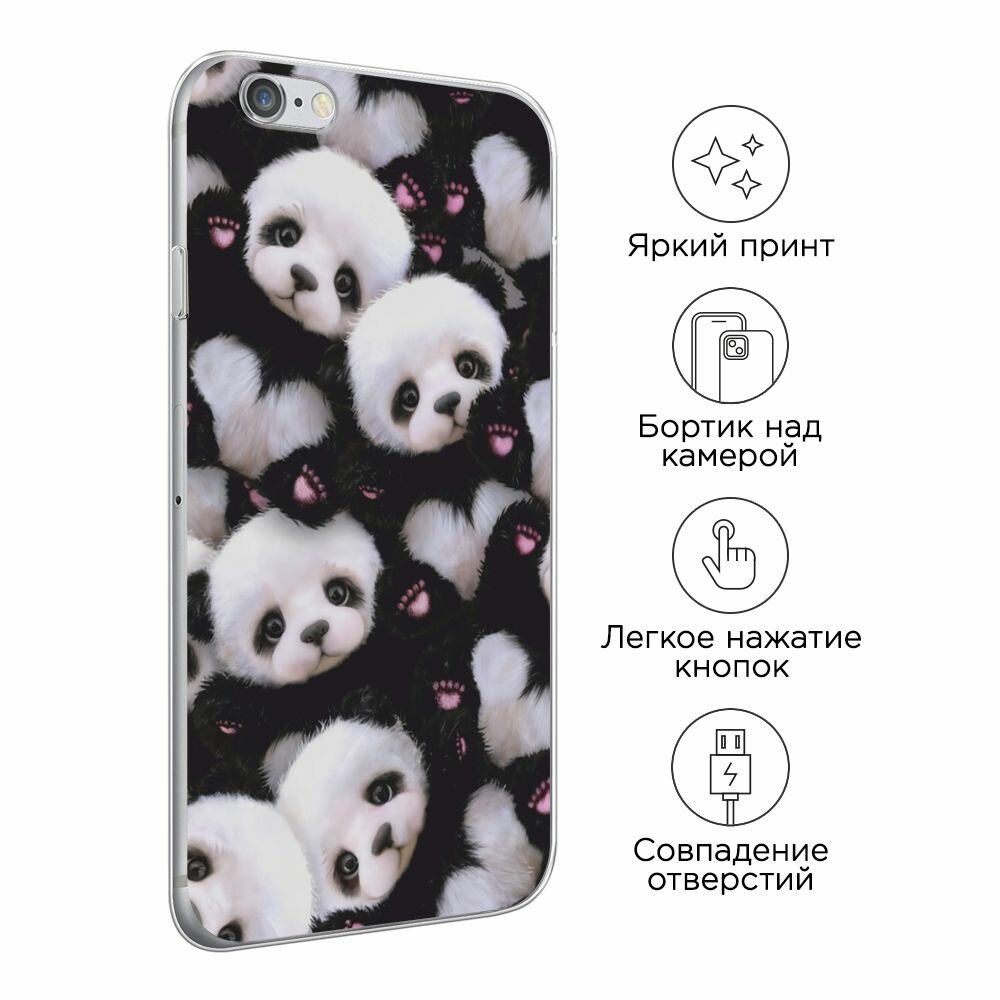 Силиконовый чехол на Apple iPhone 6 / Айфон 6 с принтом "Море панд" — фото 1