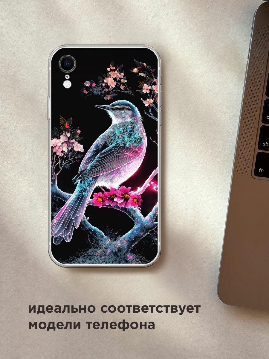 Чехол на Apple iPhone XR / Айфон XR с принтом "Птица на цветущем дереве" — фото 1
