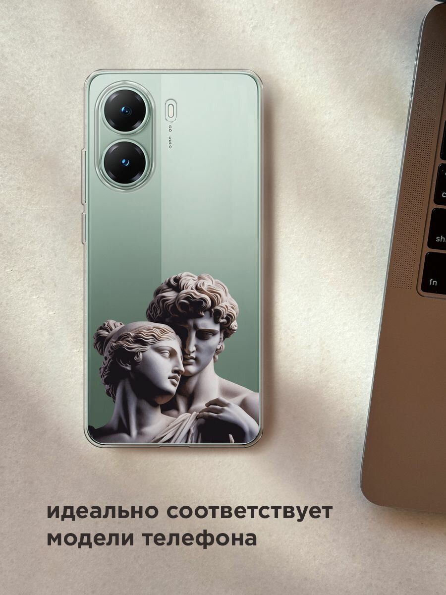 Чехол на Poco X7 Pro / Поко X7 Про с принтом "Нежные скульптуры - 14 февраля", прозрачный — фото 1