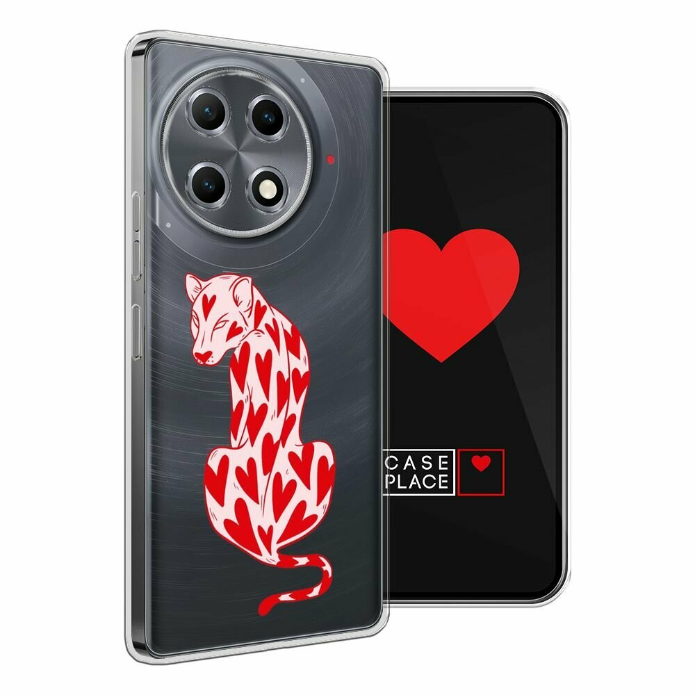 Чехол на Tecno Camon 30S / Текно Камон 30S с принтом "Heart panther 2 - 14 февраля", прозрачный — фото 1
