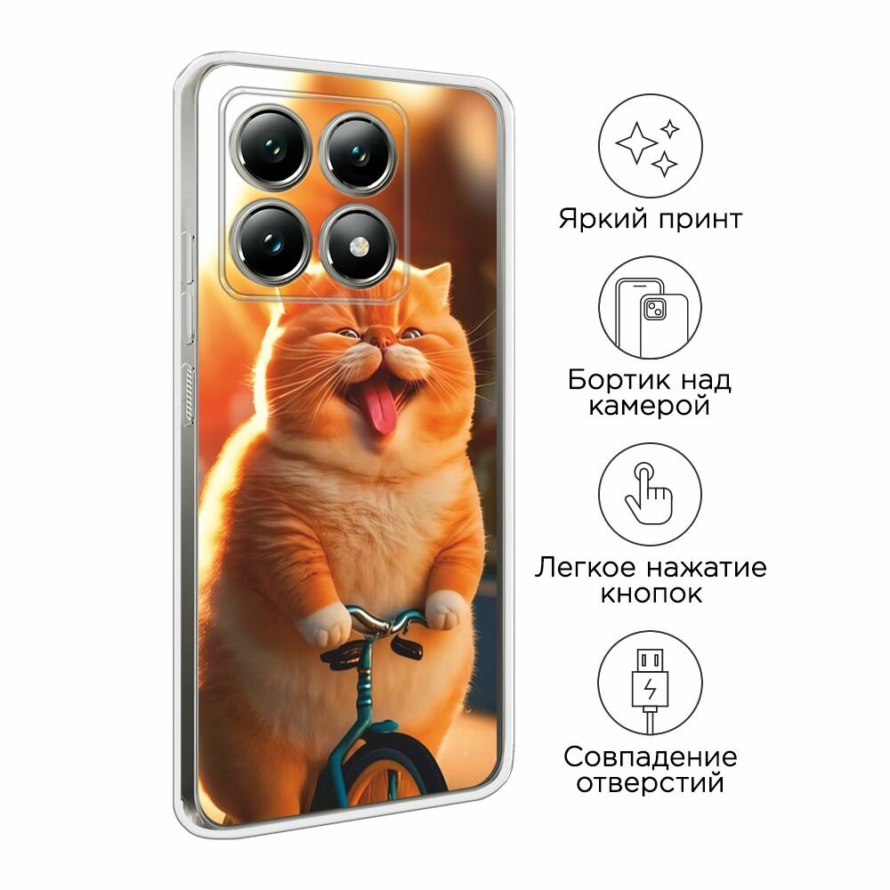 Силиконовый чехол на Xiaomi 14T / Сяоми 14T с принтом "Кот на велике" — фото 1