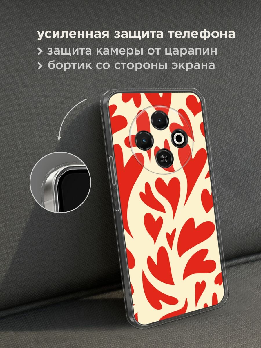Чехол на Tecno Spark 30C / Текно Спарк 30C с принтом "Crazy hearts 1 - 14 февраля" — фото 1
