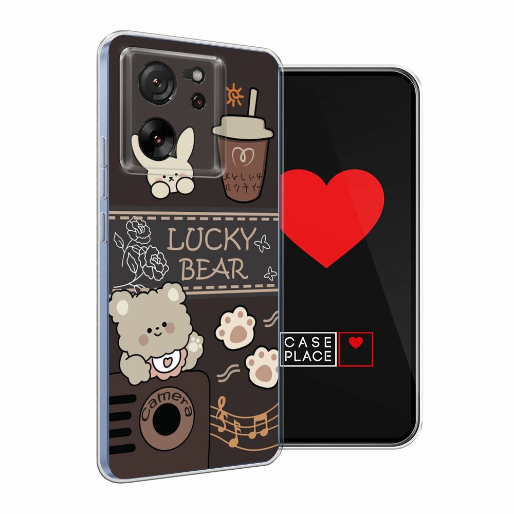 Чехол на Xiaomi 13T / Сяоми 13T с принтом "Lucky bear coffee 1" — фото 1