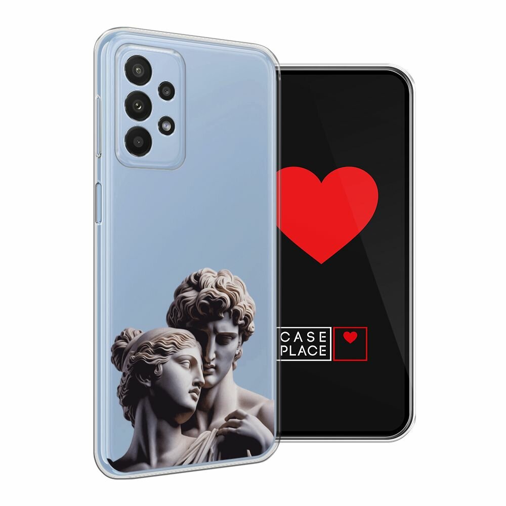 Чехол на Samsung Galaxy A23 / Самсунг Галакси А23 с принтом "Нежные скульптуры - 14 февраля", прозрачный — фото 1