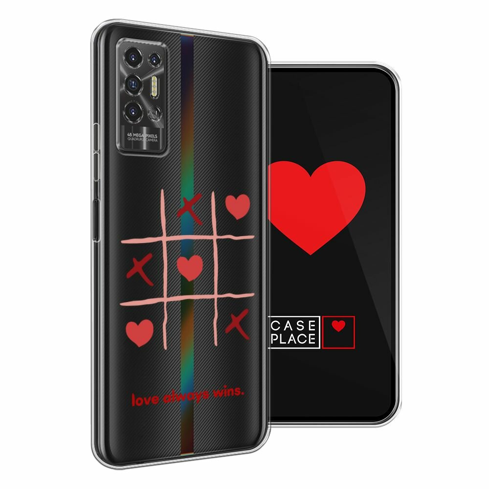 Чехол на Tecno Pova 2 / Текно Пова 2 с принтом "love always wins - 14 февраля", прозрачный — фото 1