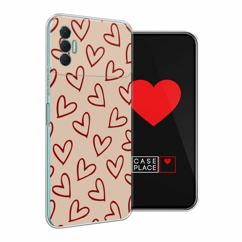 Чехол на Tecno Spark 8P / Техно Спарк 8P с принтом "Little hearts doodles 1 - 14 февраля" — фото 1