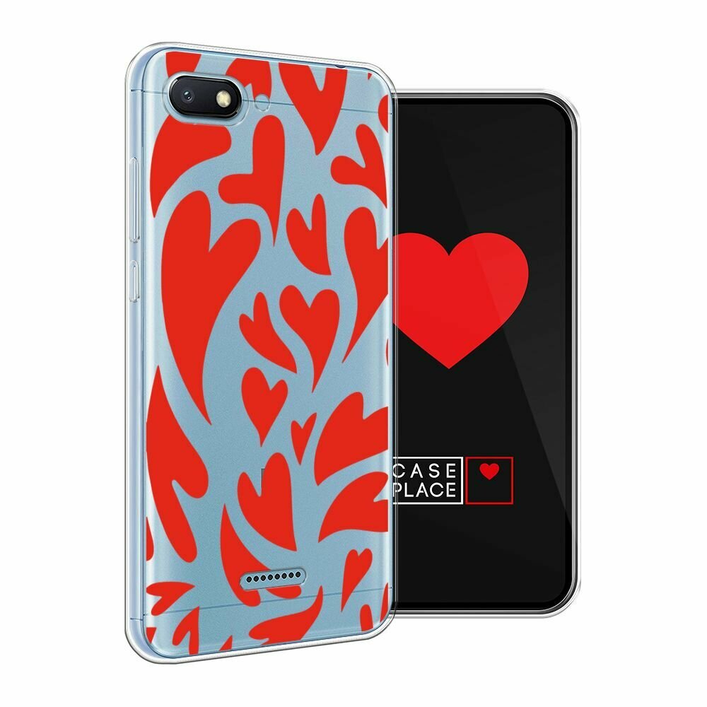 Чехол на Xiaomi Redmi 6A / Сяоми Редми 6А с принтом "Crazy hearts 2 - 14 февраля", прозрачный — фото 1