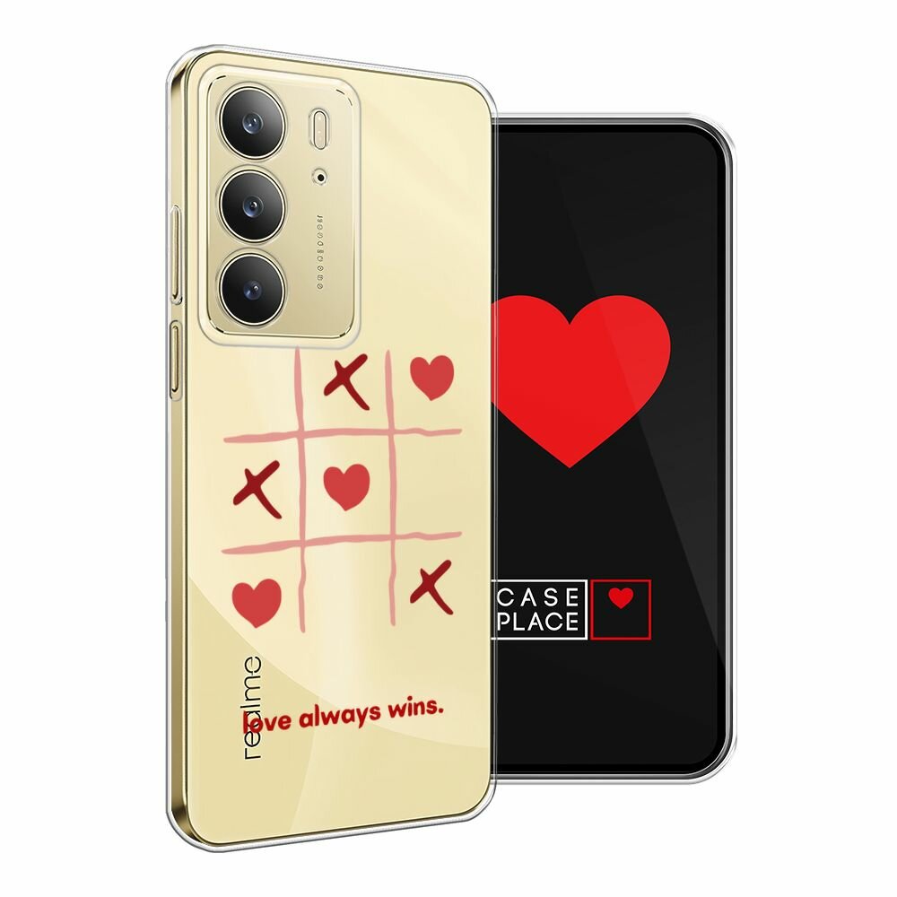 Чехол на Realme C75 4G / Реалми C75 4G с принтом "love always wins - 14 февраля", прозрачный — фото 1