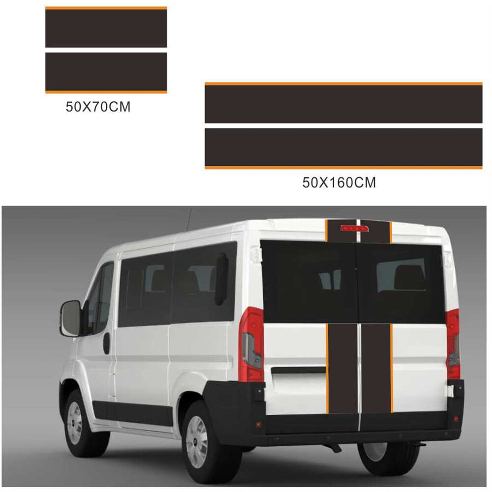 Для Автомобиля/Грузовика Van Decor Kit Наклейки Черный + Оранжевый Стикер Гоночные Полосы Наклейка