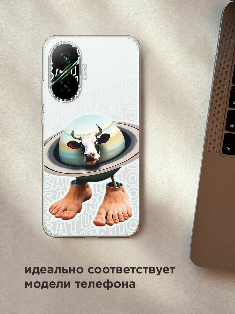 Чехол на Poco F7 / Поко F7 с принтом "Сатурнито сатурно 2", прозрачный — фото 1
