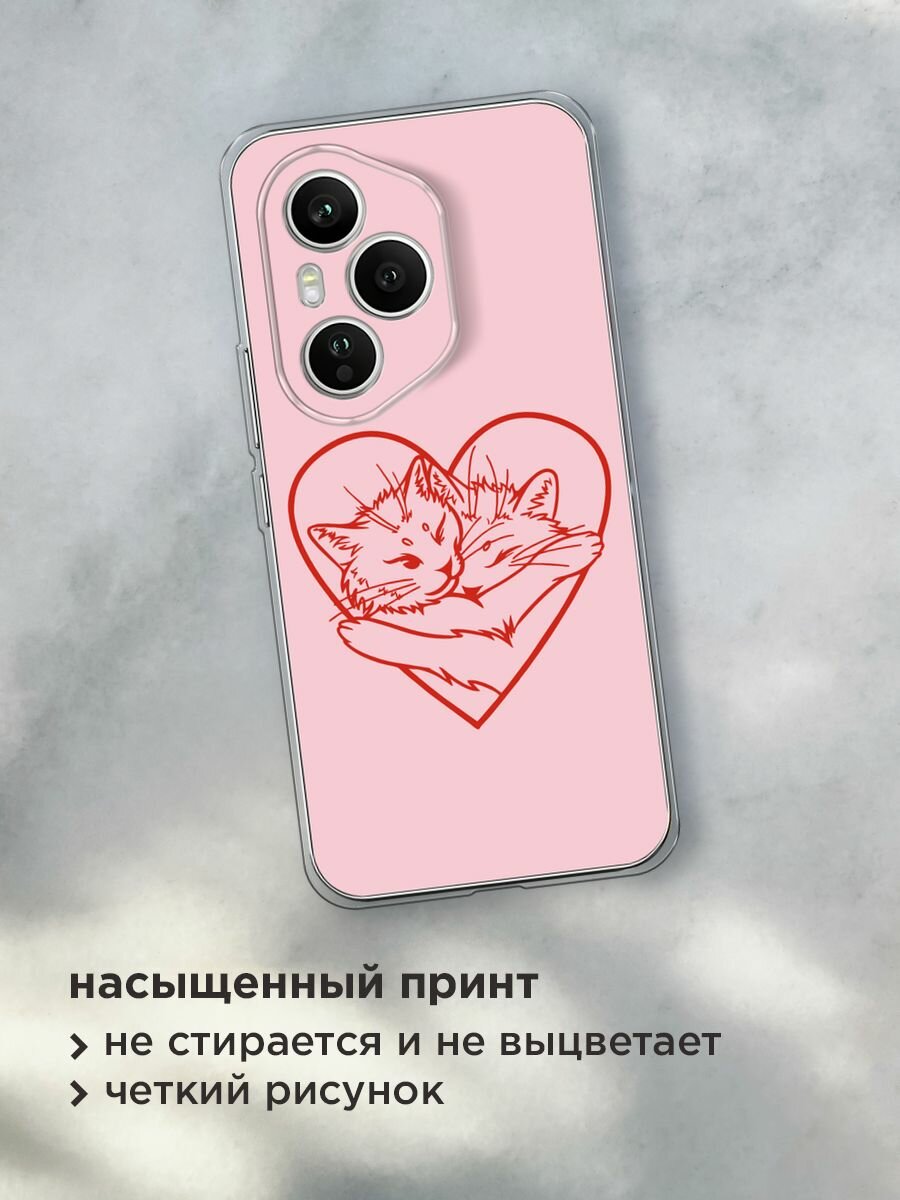 Чехол на Honor 400 Pro / Хонор 400 Про с принтом "Влюблённые котики рисунок 1 - 14 февраля" — фото 1