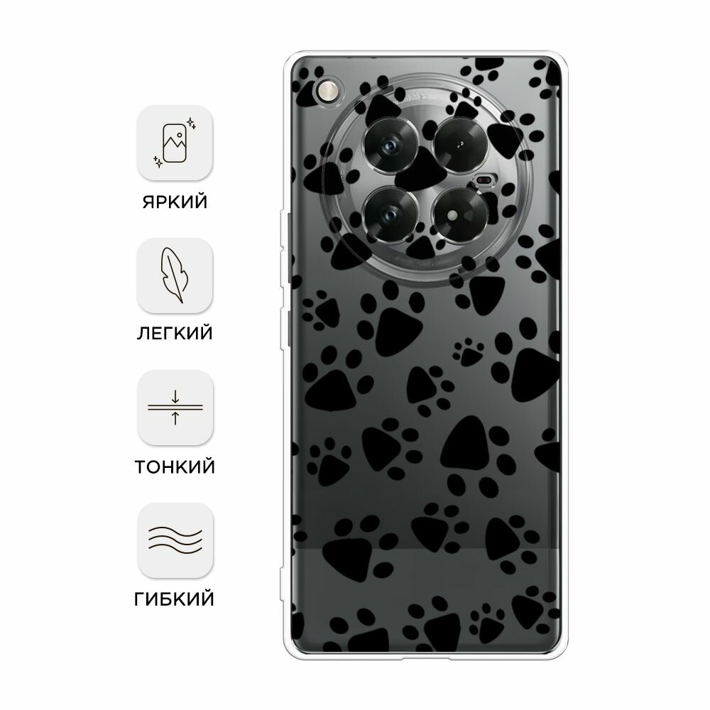 Чехол на Infinix Zero 40 5G / Инфиникс Зеро 40 5G с принтом Лапки черные, прозрачный — фото 1